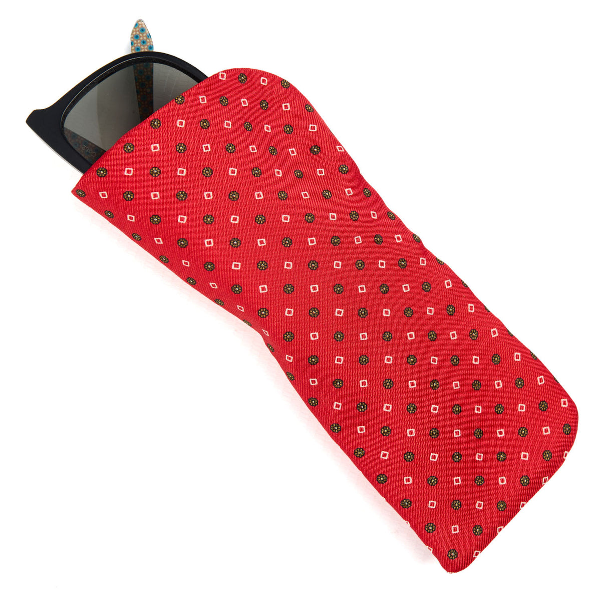 Red Glasses Case In Hand-printed Silk – E.Marinella