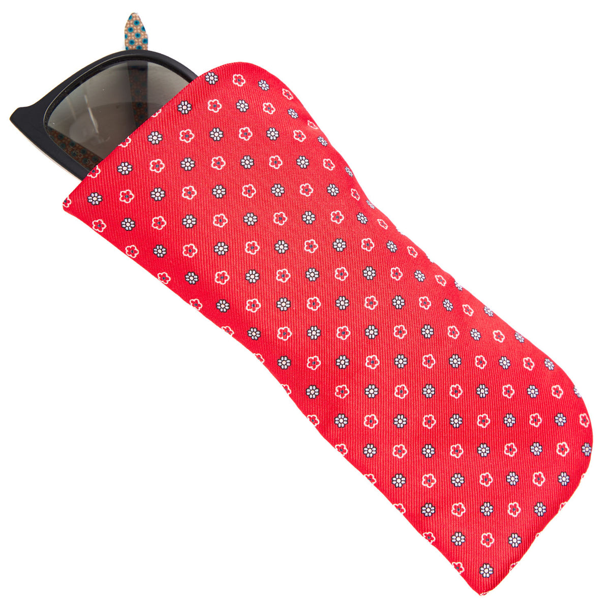 Red Glasses Case In Hand-printed Silk – E.Marinella
