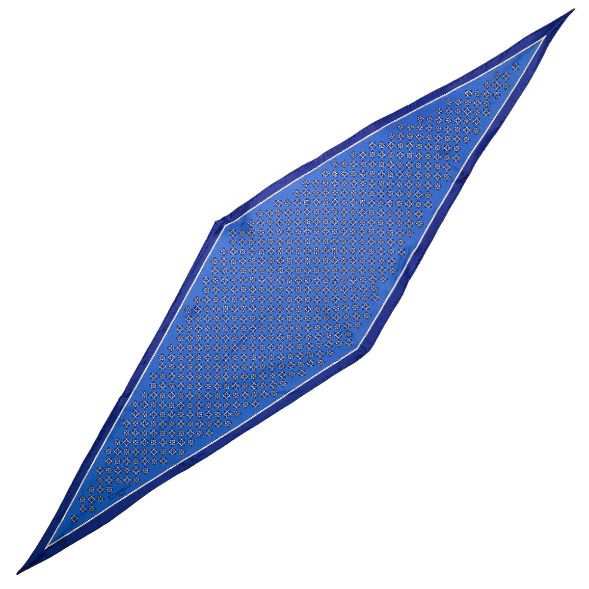Blue Silk Diamond Shape Scarf - Small Flower Pattern – E.Marinella