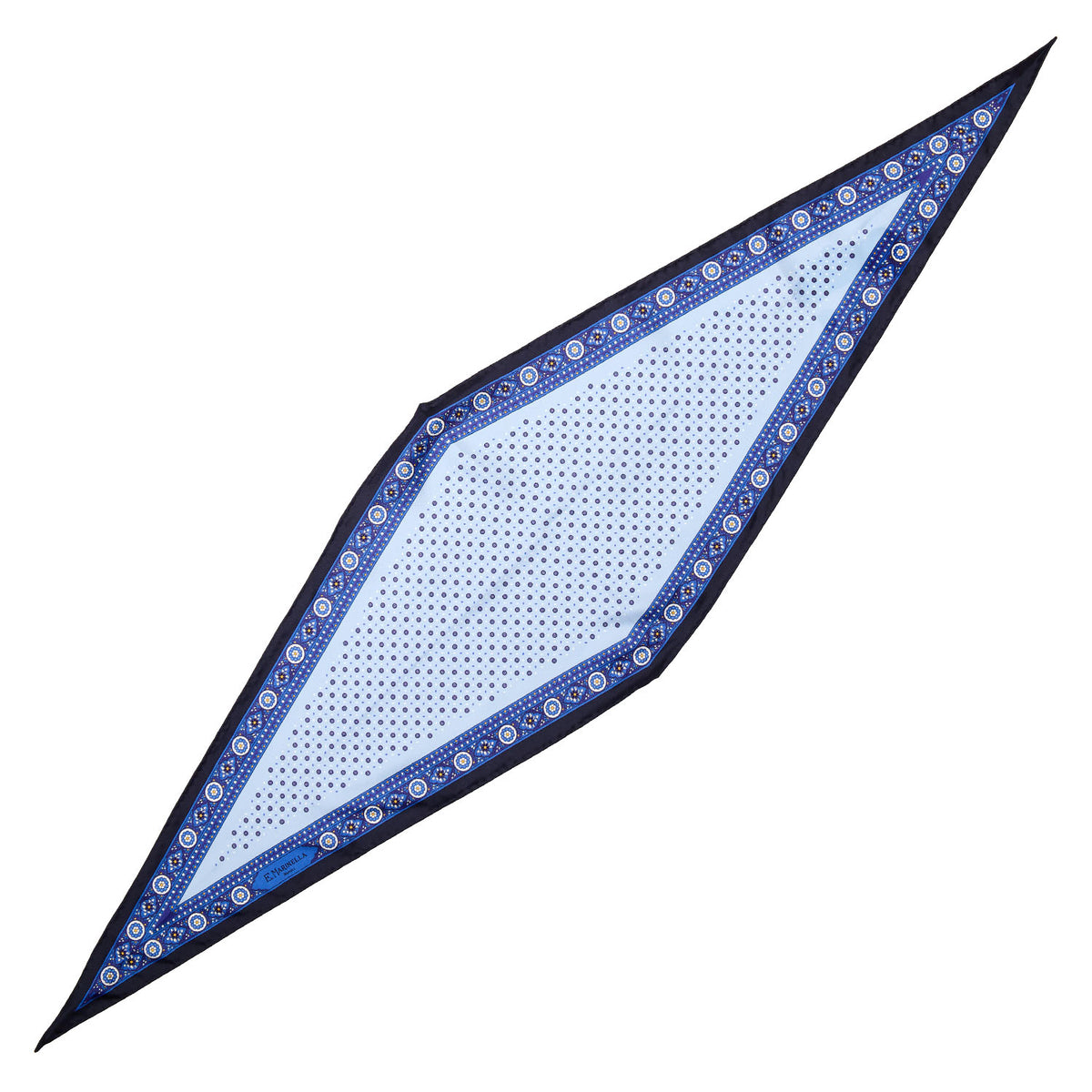 Blue Silk Diamond Shape Scarf - Small Flower Pattern – E.Marinella