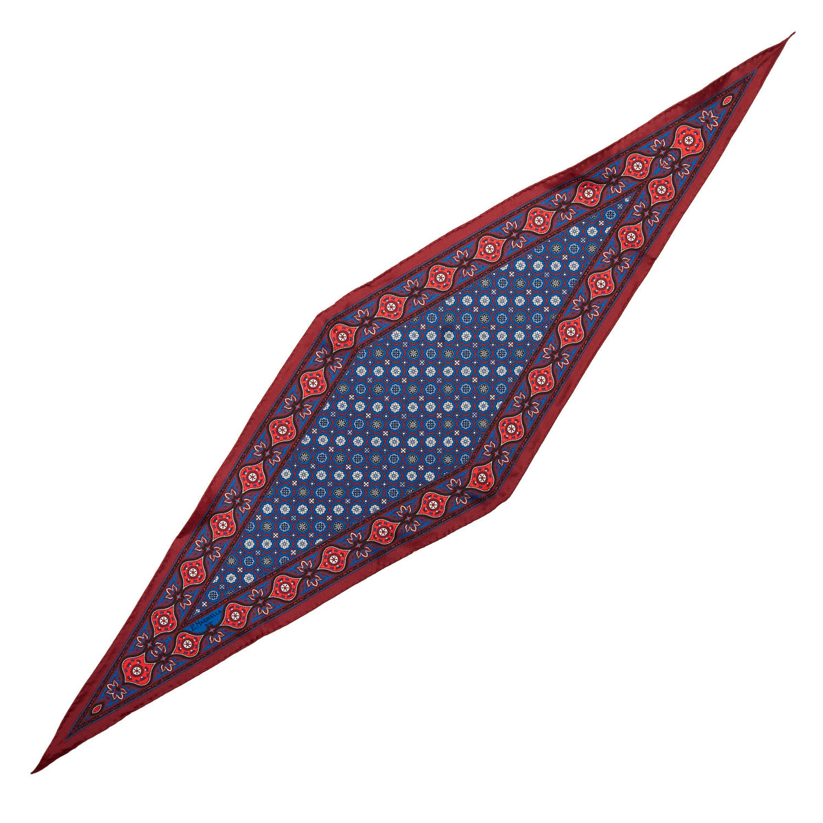 Burgundy Silk Diamond Shape Scarf - Small Flower Pattern – E.Marinella