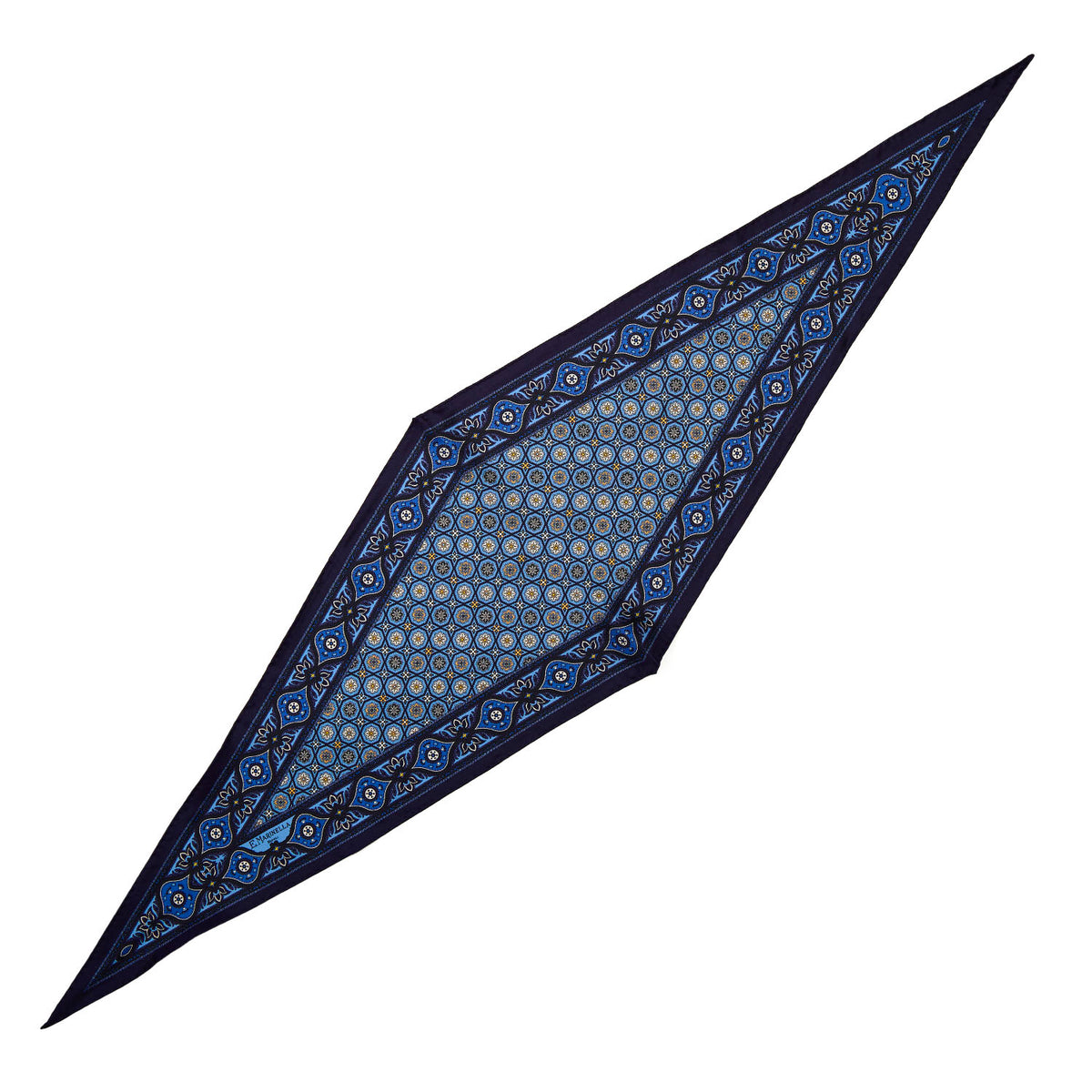 Dark Blue Silk Diamond Shape Scarf - Small Flower Pattern – E.Marinella