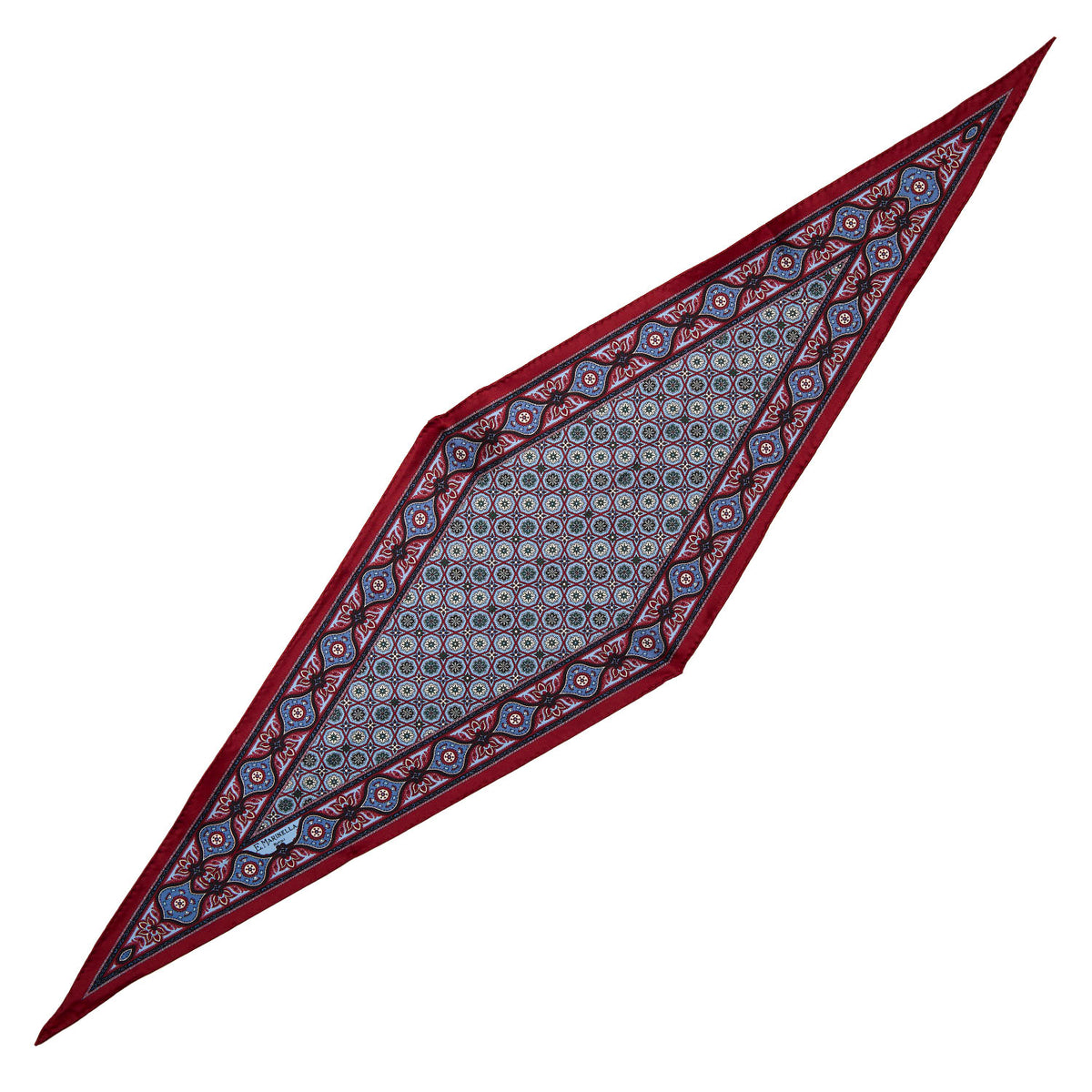 Burgundy Silk Diamond Shape Scarf - Small Flower Pattern – E.Marinella