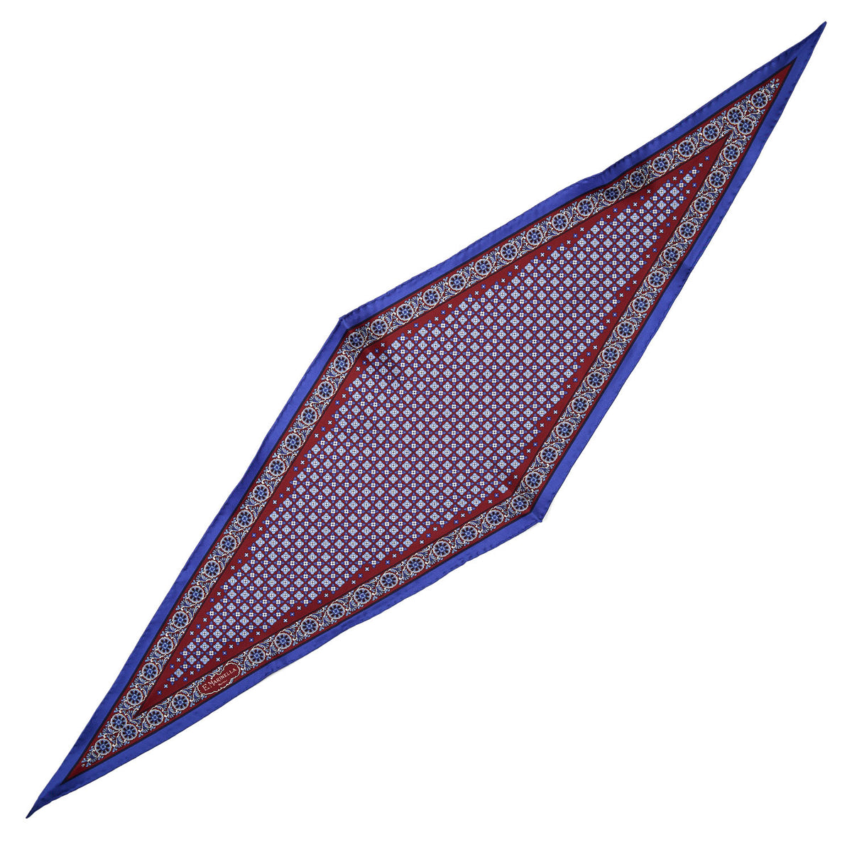 Burgundy Silk Diamond Shape Scarf - Small Flower Pattern – E.Marinella