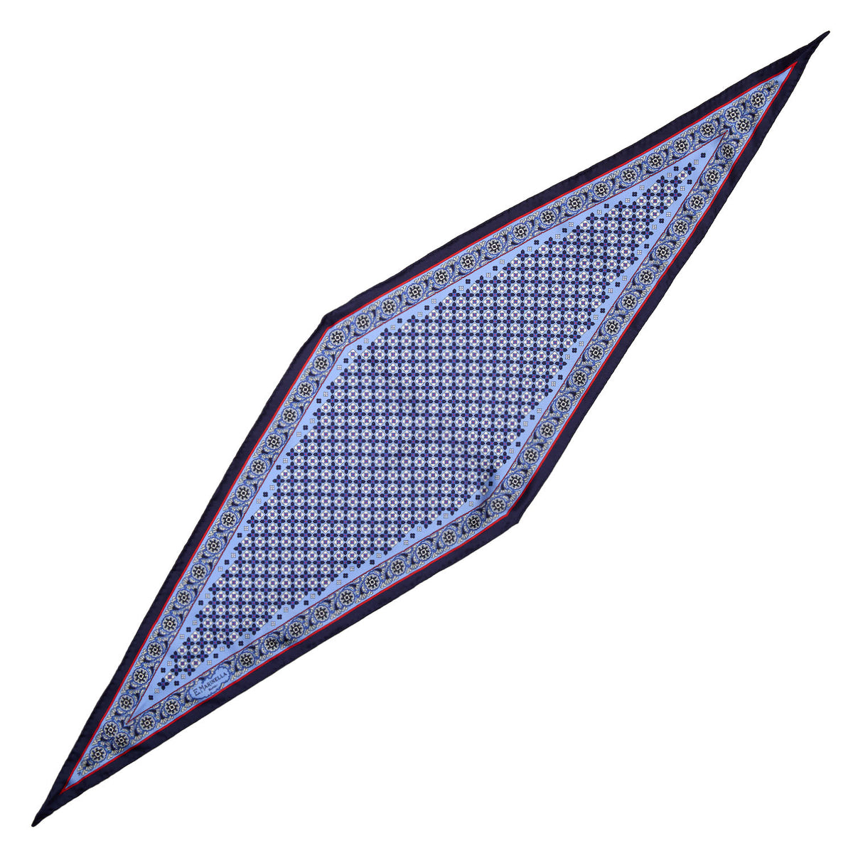 Light Blue Silk Diamond Shape Scarf - Small Flower Pattern – E.Marinella
