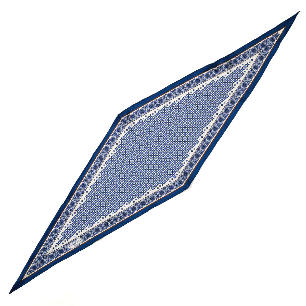 White Silk Diamond Shape Scarf - Small Flower Pattern – E.Marinella