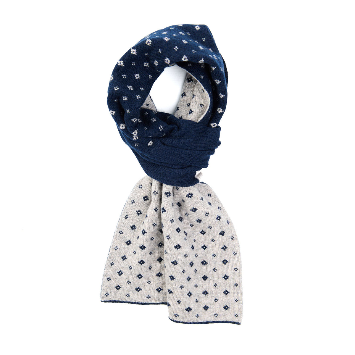 Dark Blue Neck Warmer With Micro Pattern In Cashmere – E.Marinella