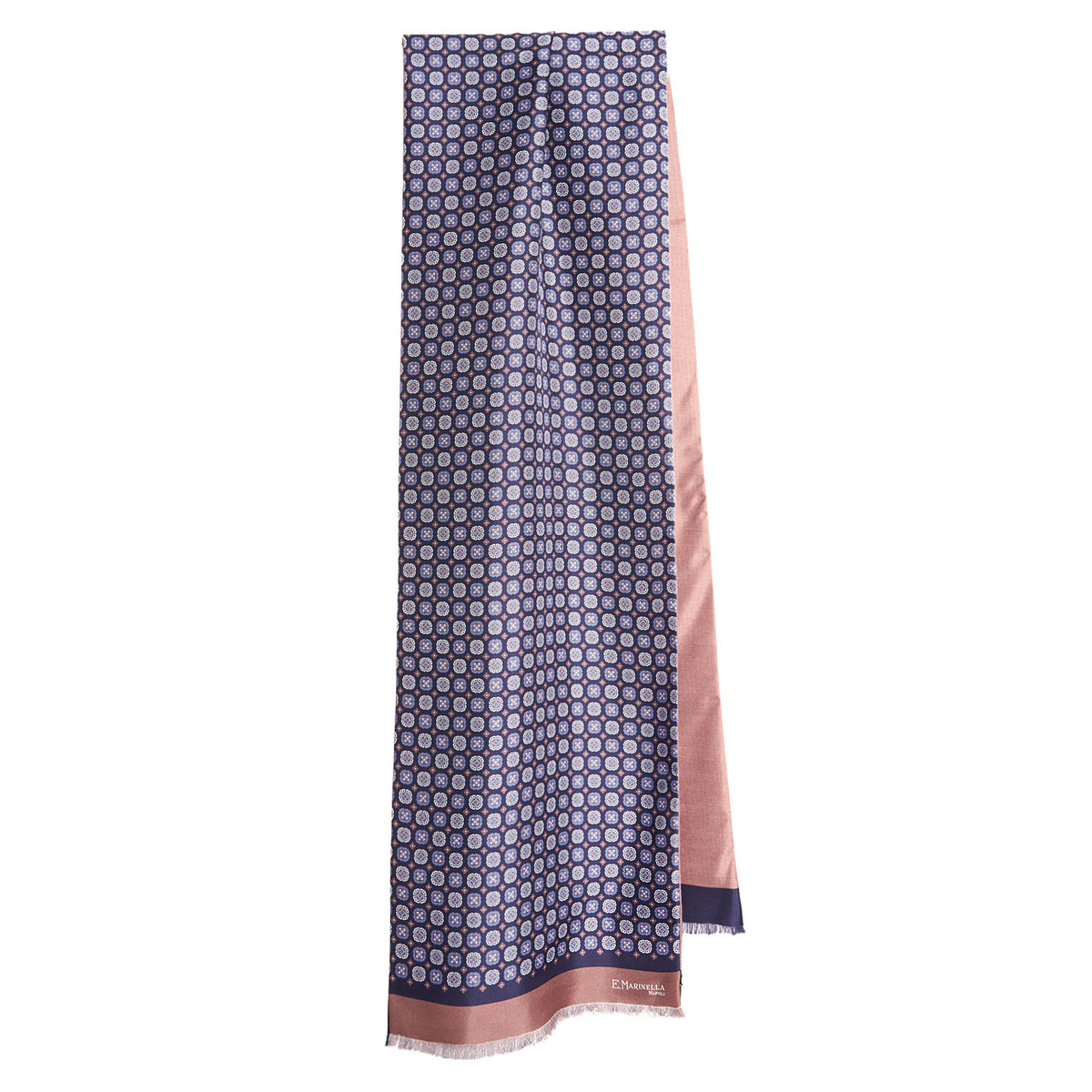 Midnight Blue And Pink Double Silk Scarf – E.Marinella