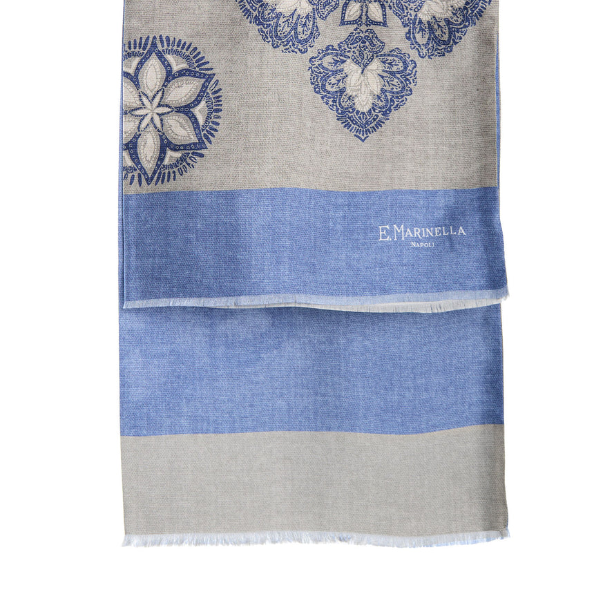 Beige Double Silk Scarf - Busy Pattern – E.Marinella