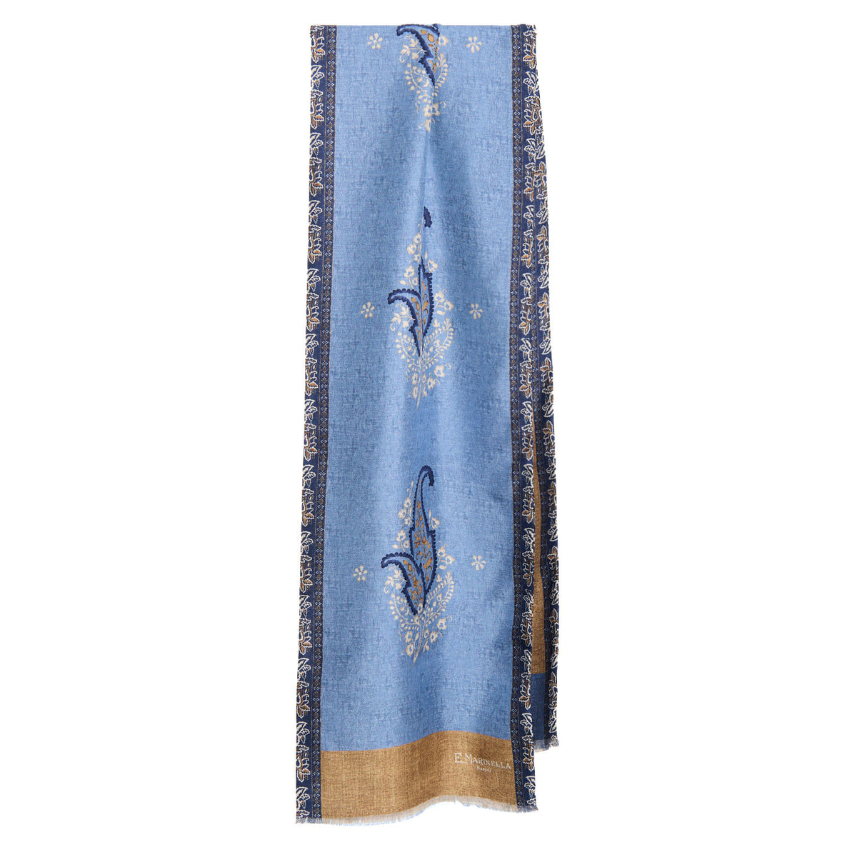 Light Blue Double Silk Scarf - Paisley Pattern – E.Marinella