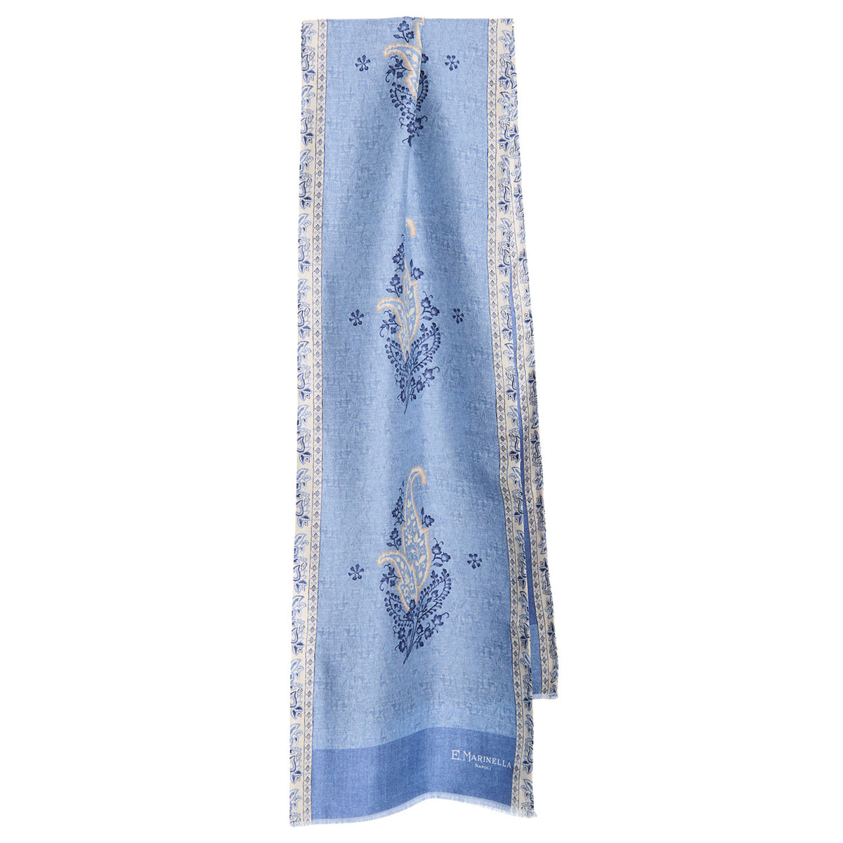 Light Blue Double Silk Scarf - Paisley Pattern – E.Marinella