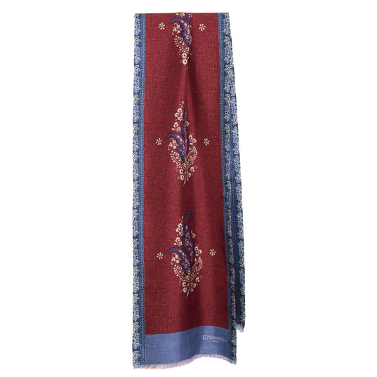 Burgundy Double Silk Scarf - Paisley Pattern – E.Marinella