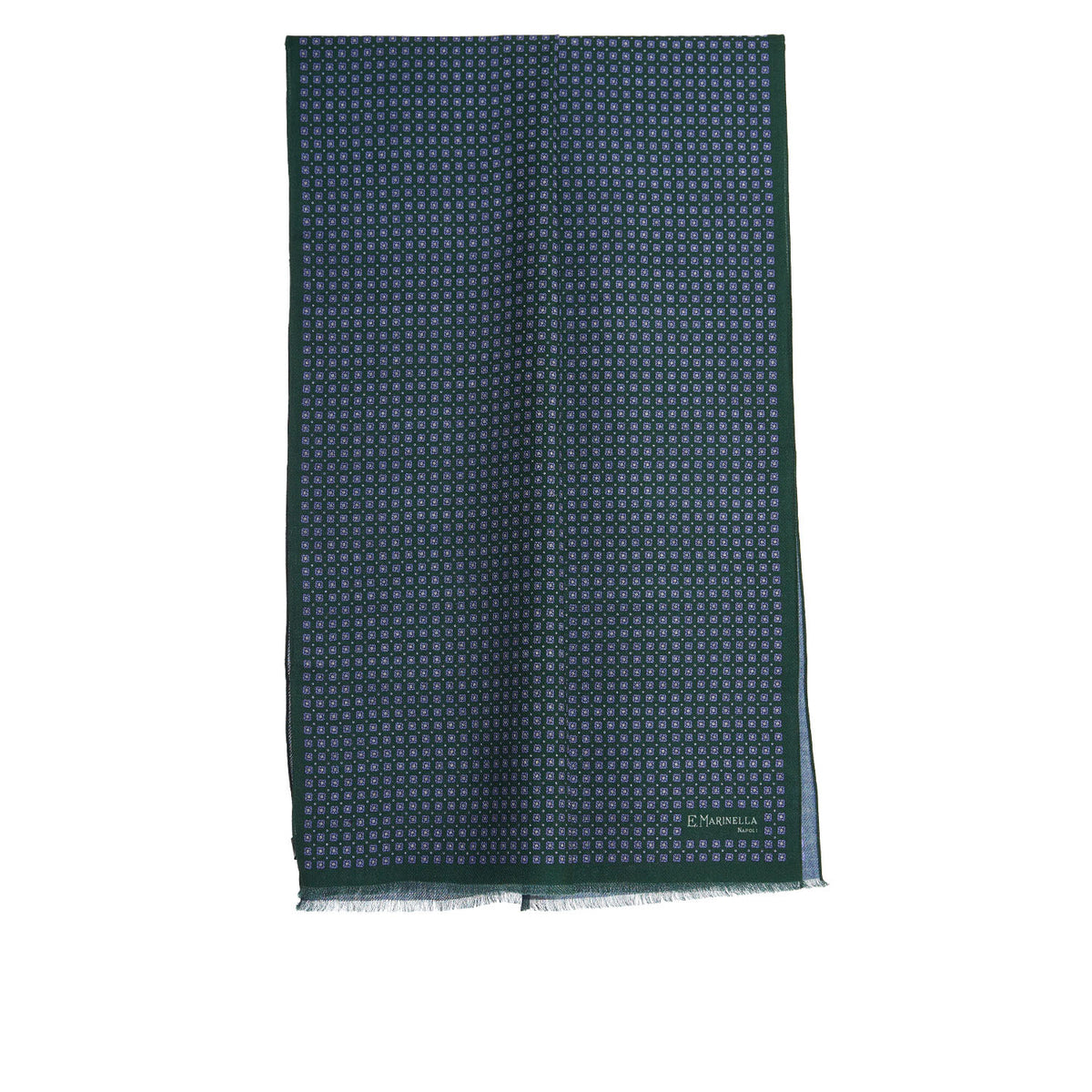Dark Green Wool Stole With Floral Decorations – E.Marinella